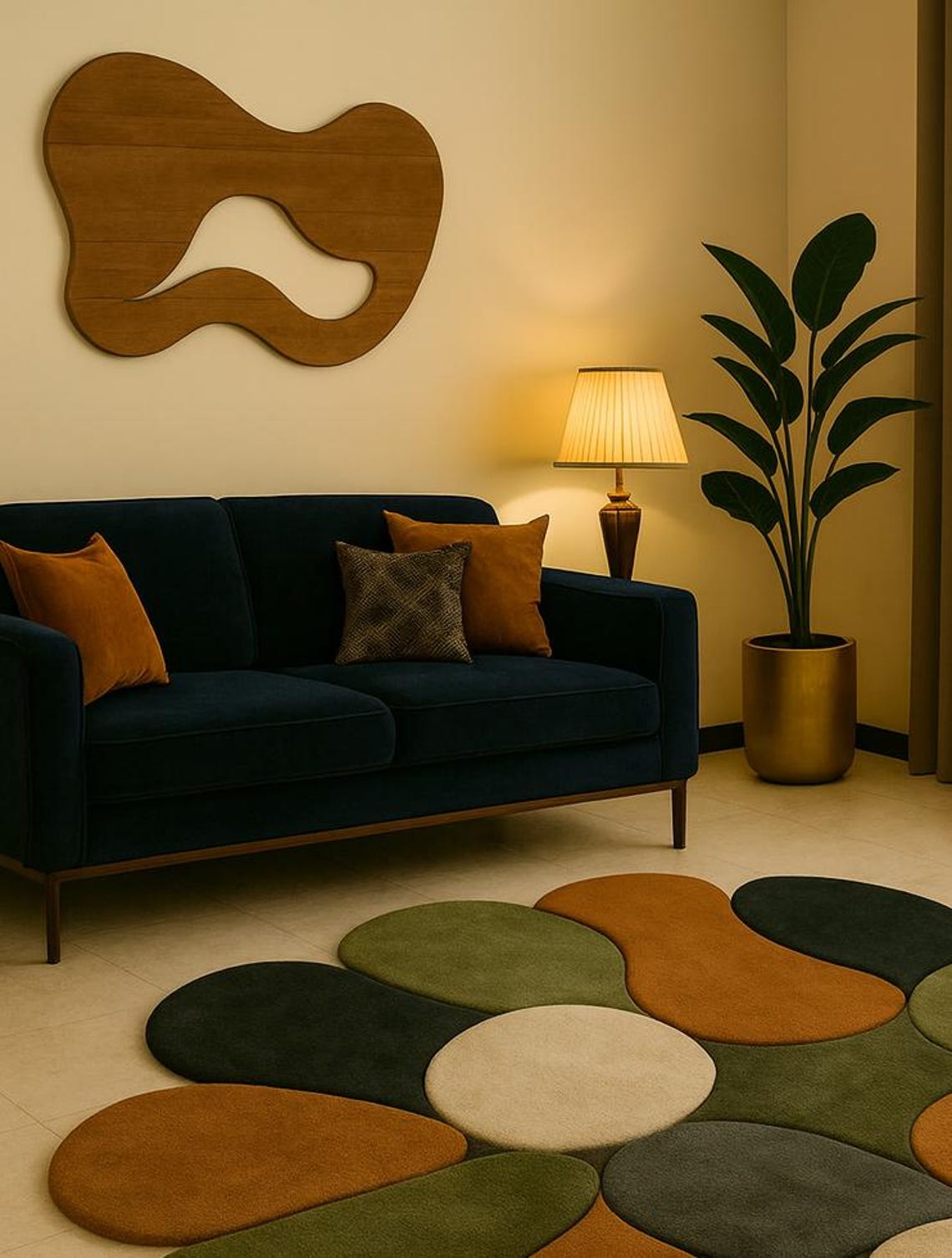 Modern Pebble Wool Rug: Earth Tone Handmade Floor Decor - Etsy