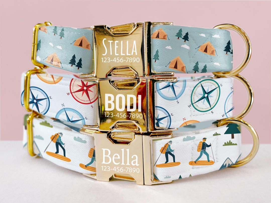Adventure Mountain Forest Beach Personalized Dog Collars, Nature ...