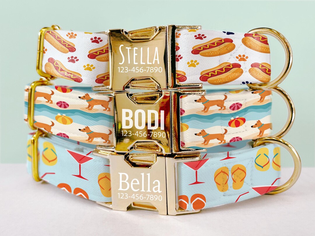 Personalized Summer Dog Collar, Dog Colar Gift With Engraved Name ...