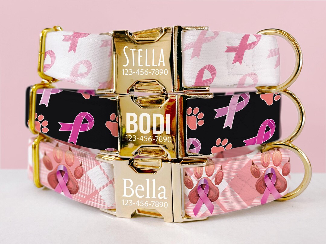 Pink Ribbon Dog Collar Breast Cancer Awareness Dog Collar Ribbon Collar ...