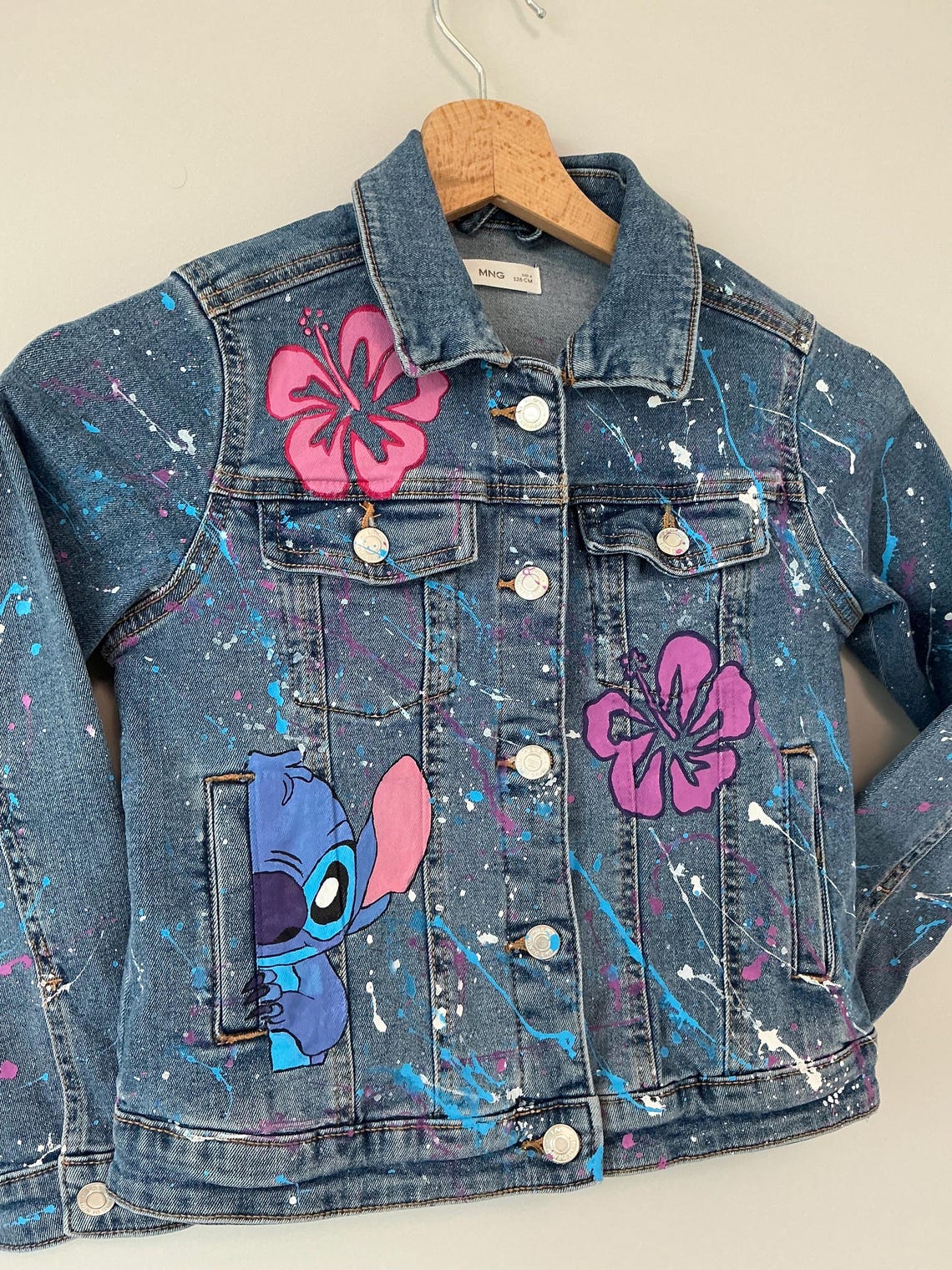 Kids Custom Denim Jacket – Lilo & Stitch Hand-painted Design ...
