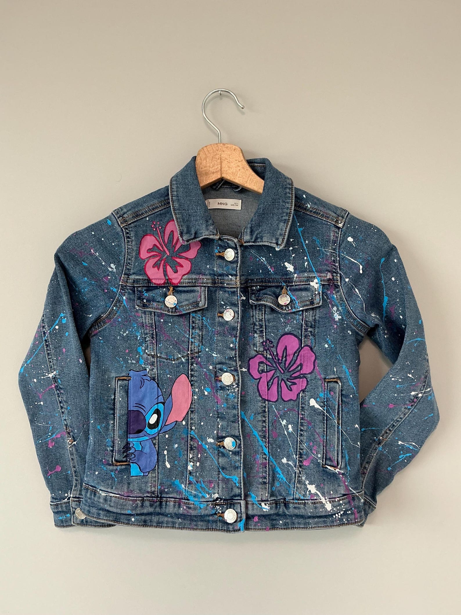 Kids Custom Denim Jacket – Lilo & Stitch Hand-painted Design ...