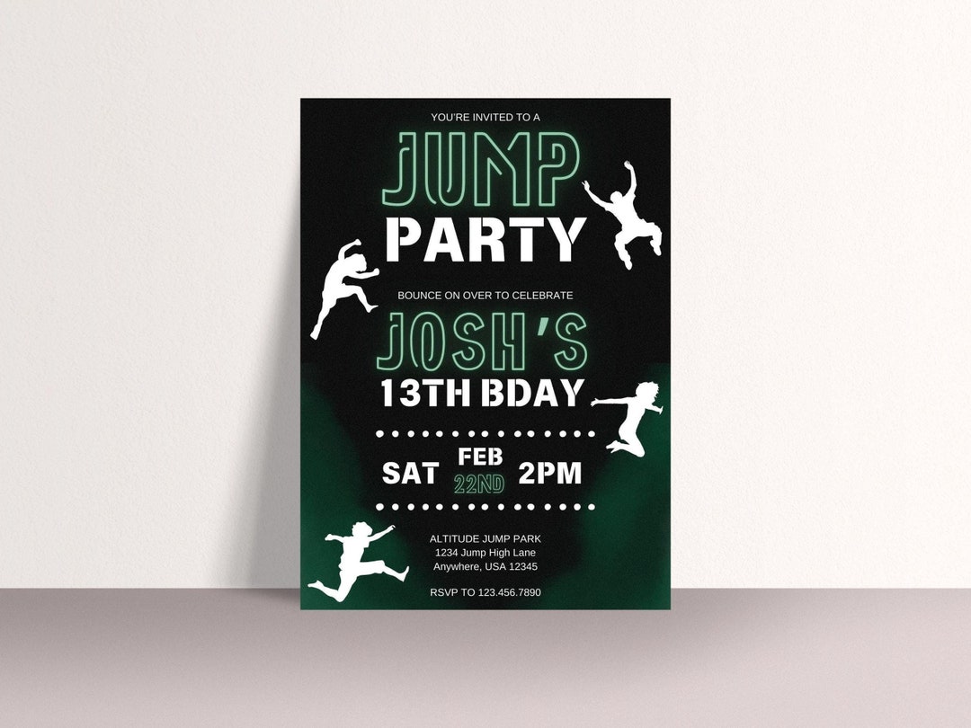Jump Party Birthday Invitation Trampoline Park Birthday Invite ...