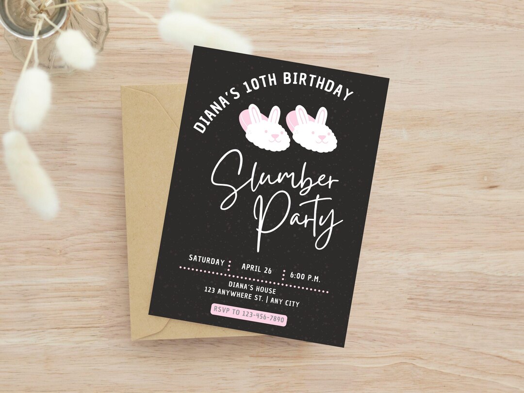 Minimalist Sleepover Birthday Invitation Slumber Party Invite Girl ...