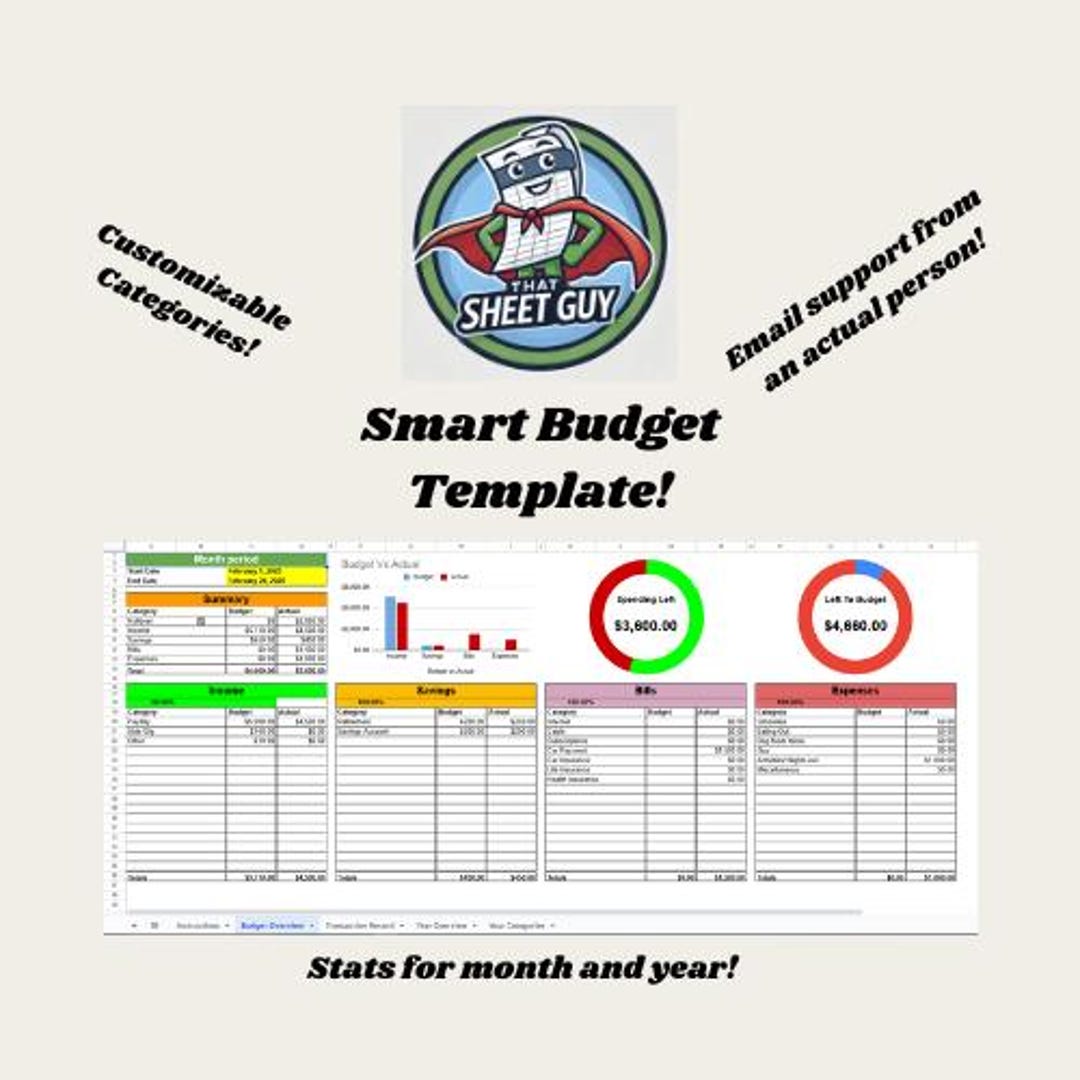 Smart Budget Spreadsheet (google Sheet) - Etsy