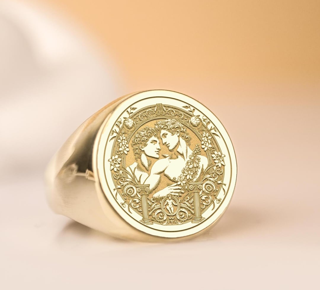 Apollo and Hyacinthus Signet Ring: Greek Mythology Jewelry, Sterling ...