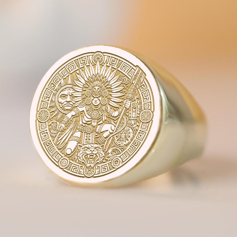 Aztec Warrior Signet Ring - Etsy