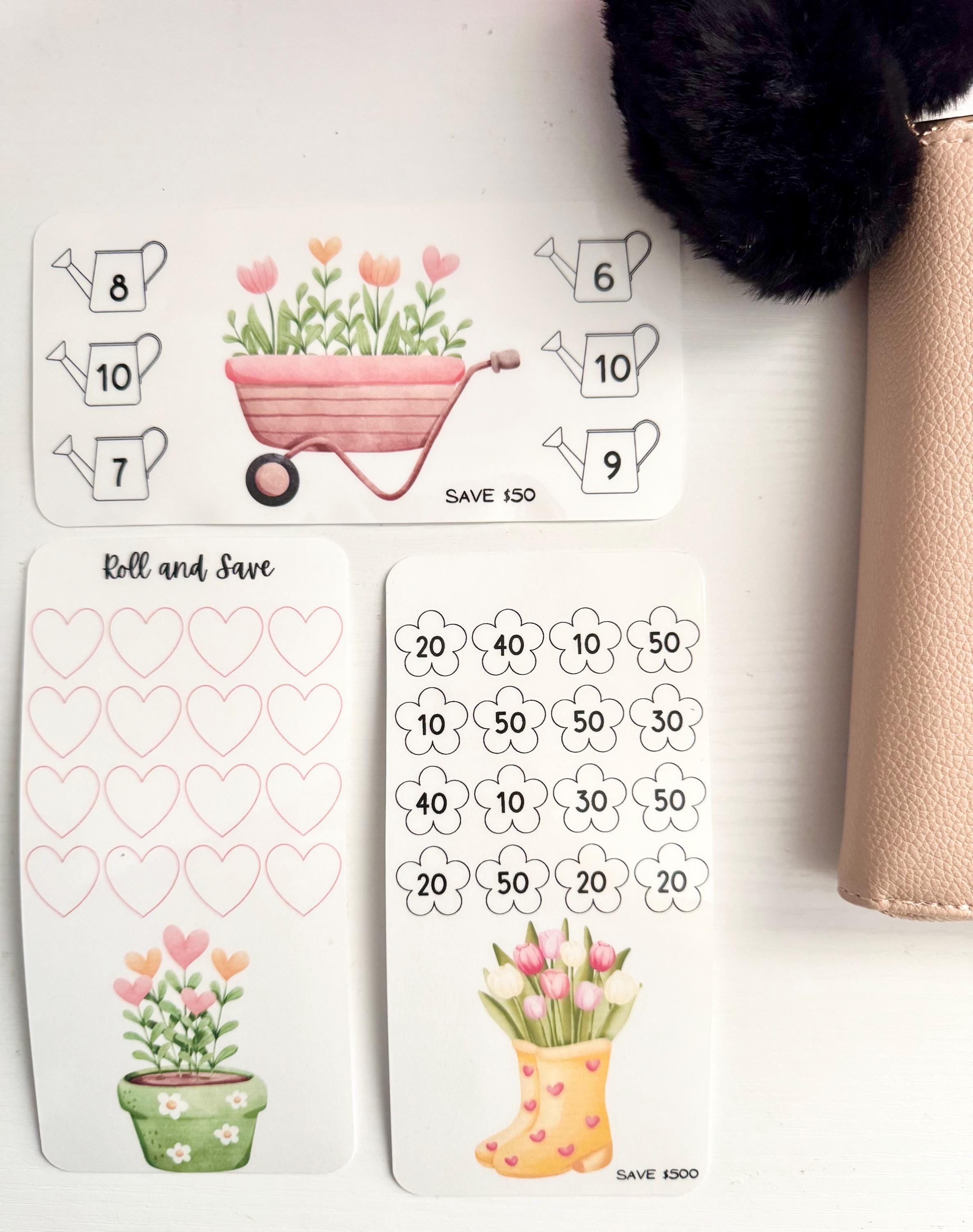 Spring Flowers Savings Challenge Tracker: Laminated Cash Envelope ...