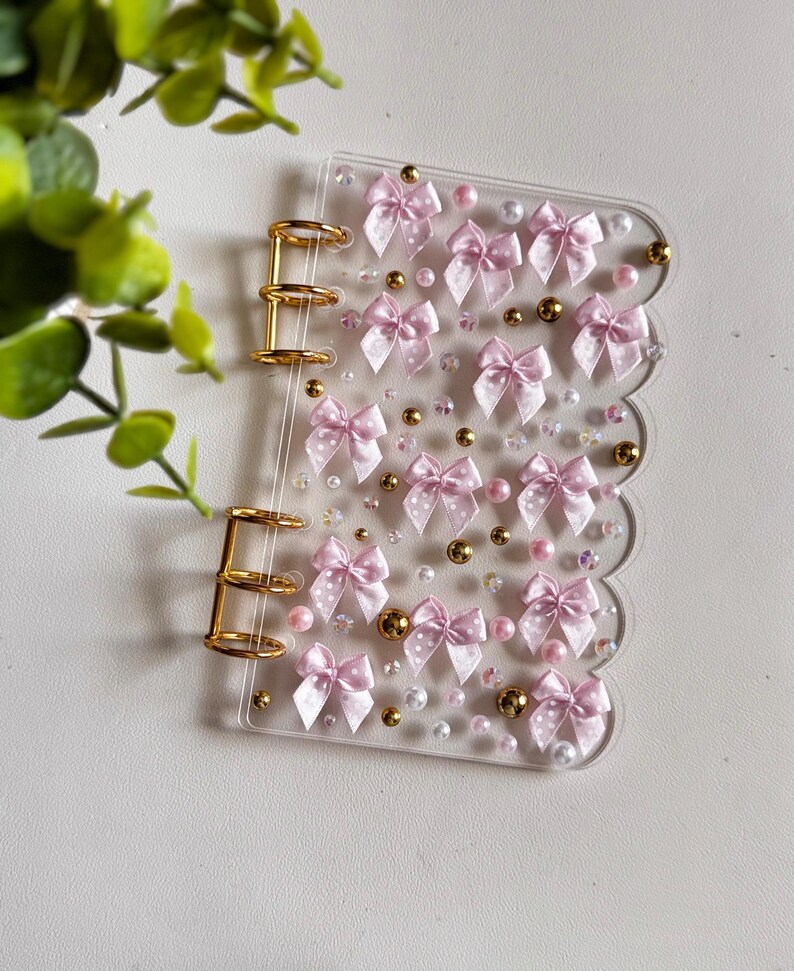 Pink Bow Acrylic Scallop Budget Binder With Rhinestones - Etsy