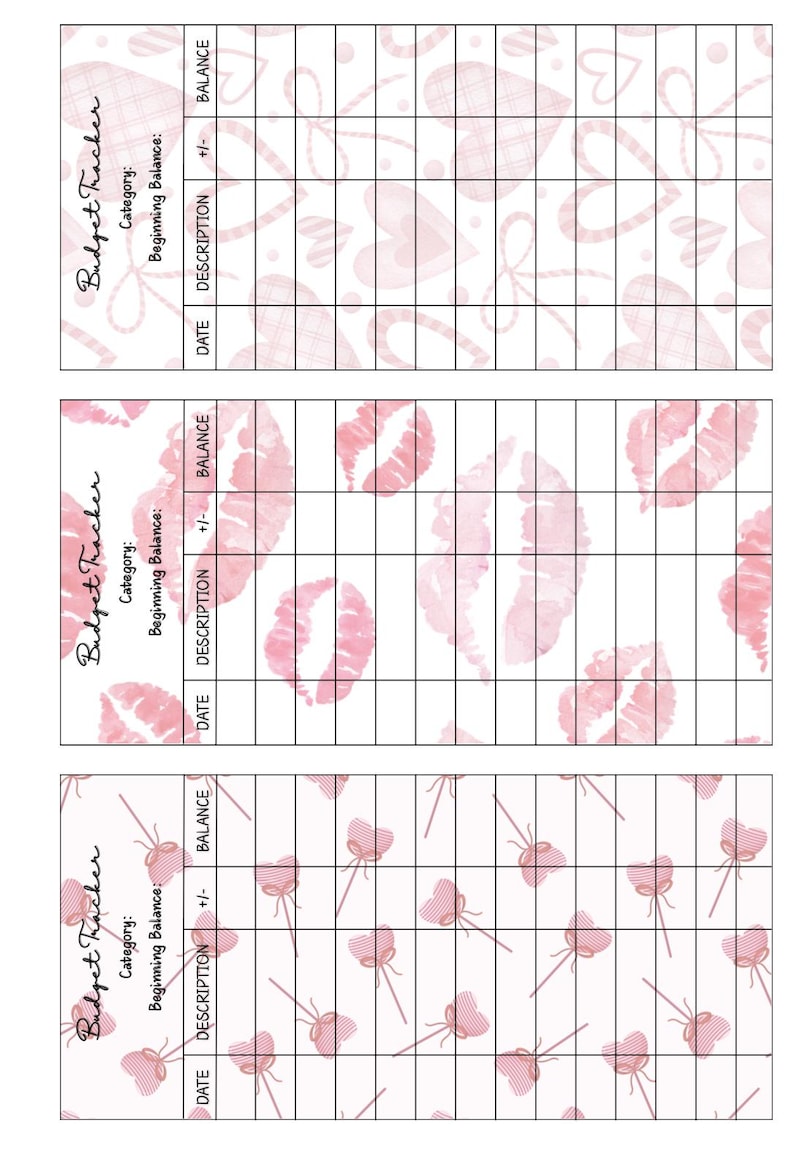 Girly Budget Tracker Inserts ~ A6 Cash Envelope ~ Printable Download - Etsy