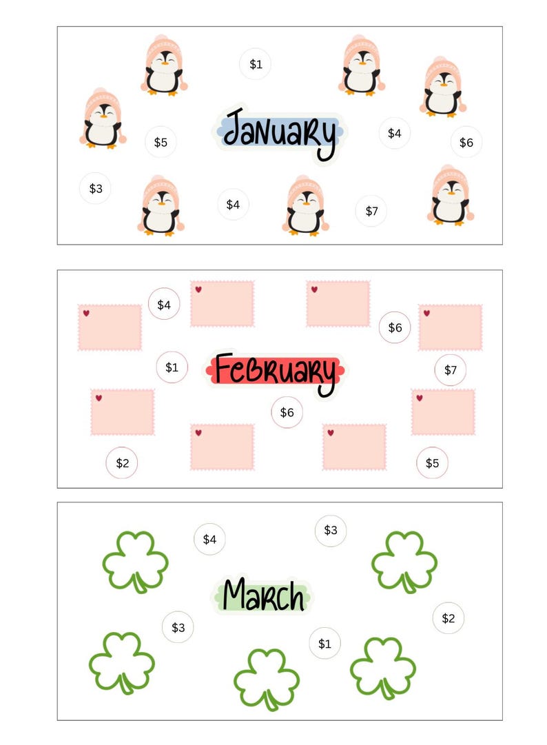 12 Month Roll and Save Savings Challenge ~ Printable Download - Etsy