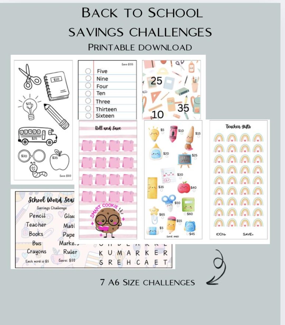Back to School Savings Challenge Bundle ~ Printable Download - Etsy