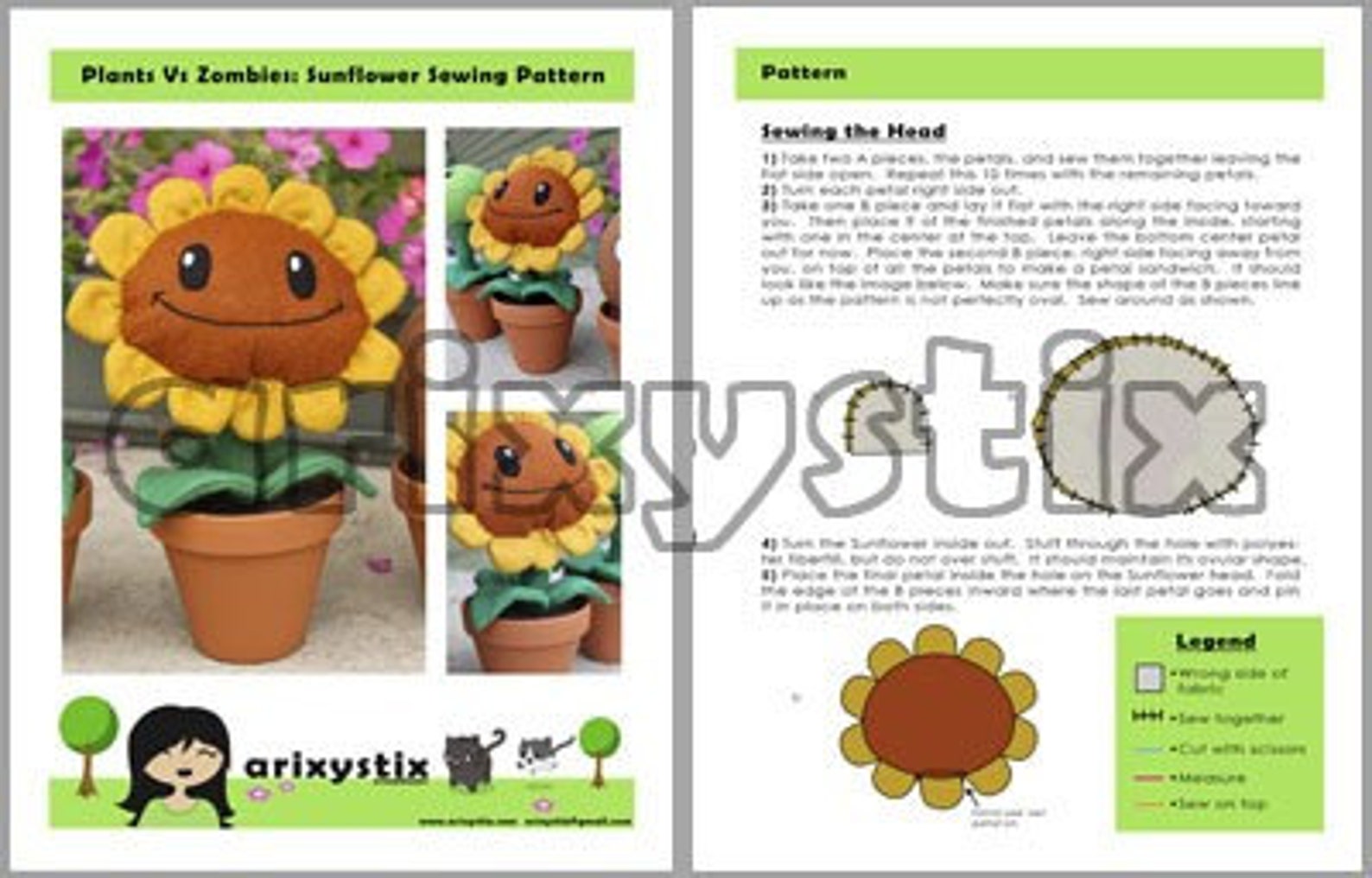 PDF DOWNLOAD Sewing Pattern Sunflower Plant in a Clay Pot - Etsy