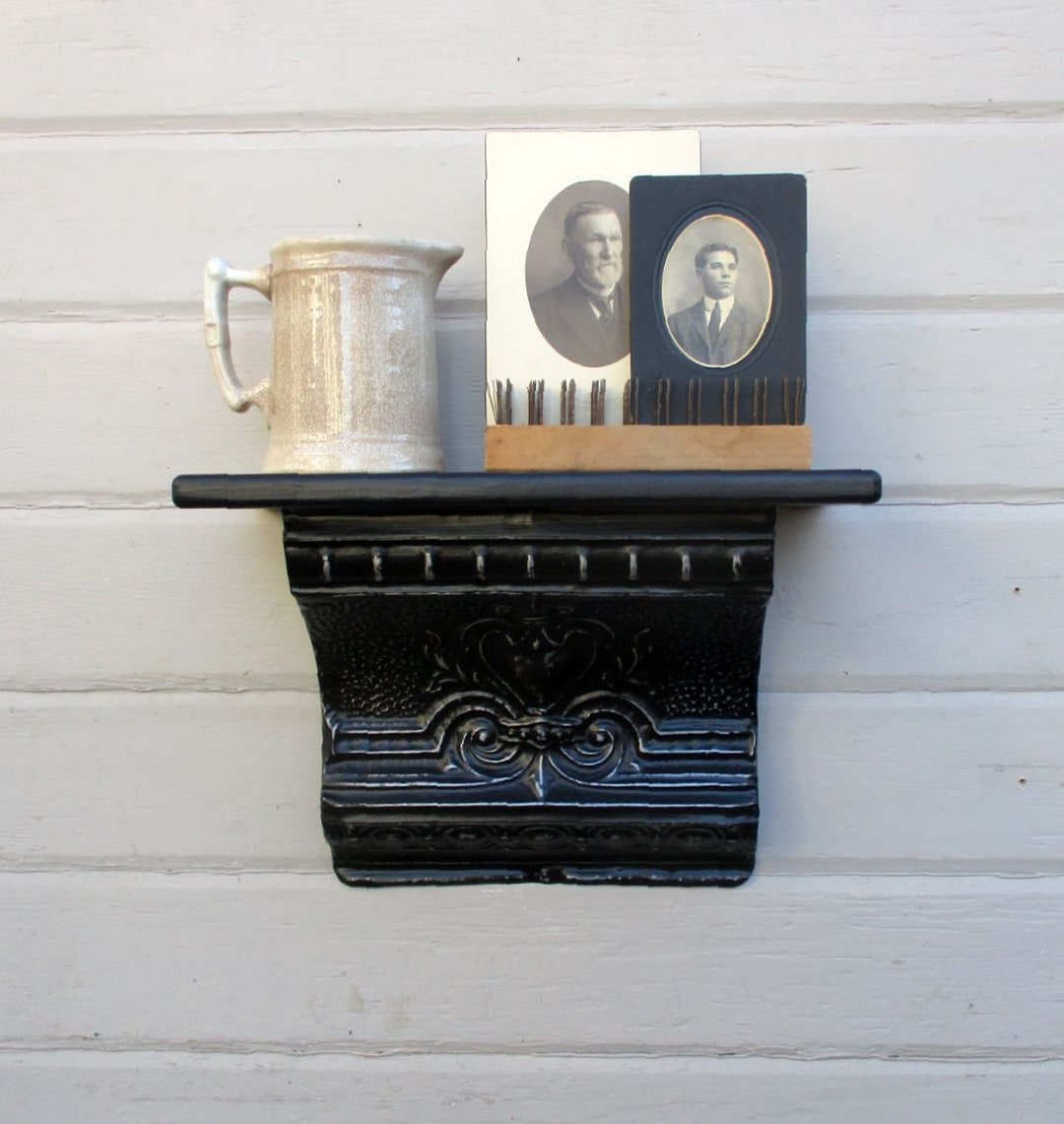 Antique Ceiling Tin Wall Shelf Architectural Salvage Black - Etsy