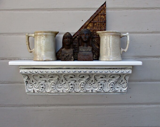Antique Architectural Salvage Wall Shelf, Small White Shelf, 24", Old ...