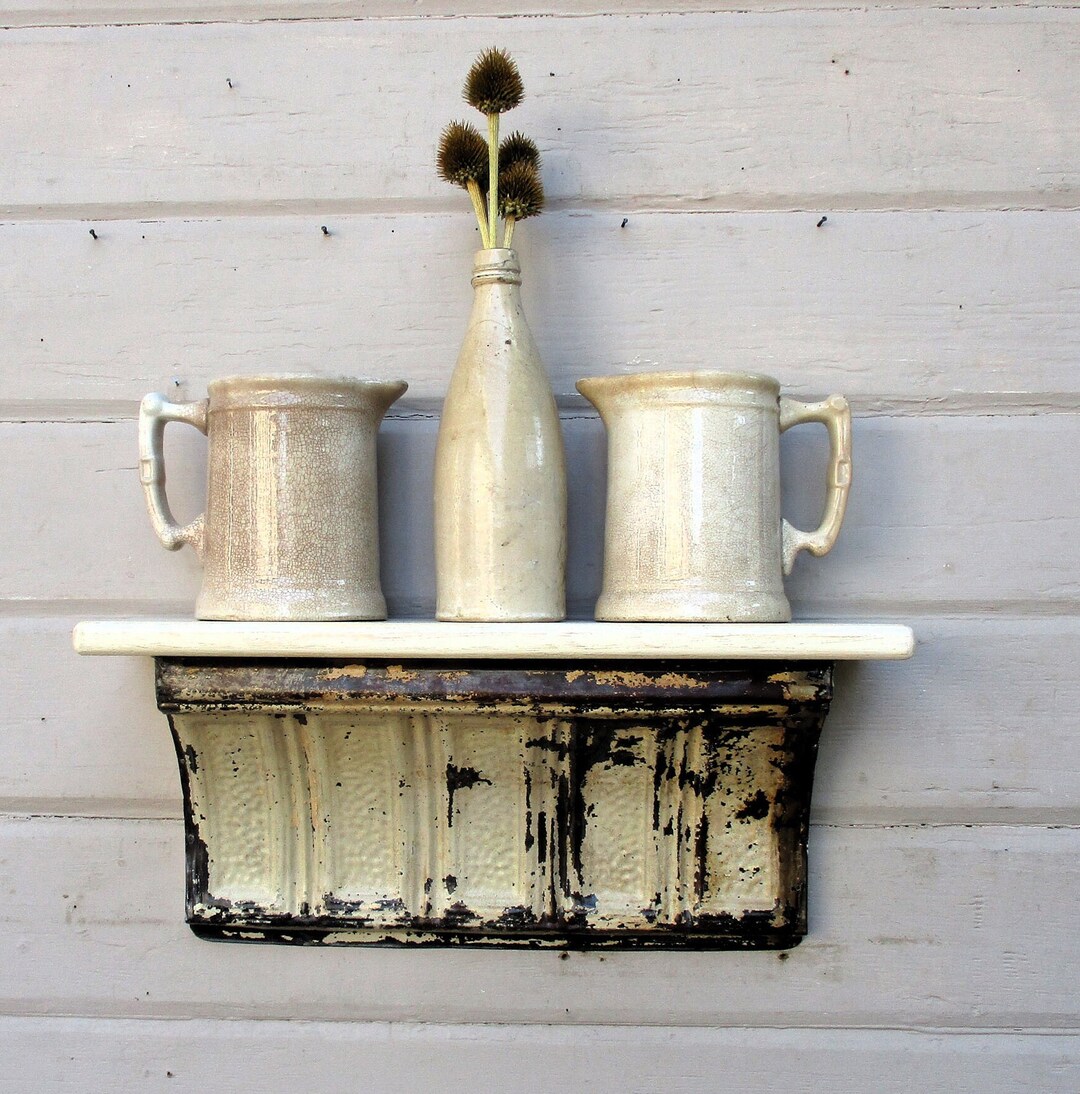 Antique Ceiling Tin Wall Shelf, 18, Architectural Salvage, Bathroom ...