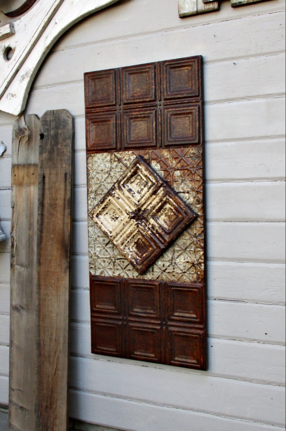 Architectural Salvage Wall Decor, Antique Tin Ceiling Tiles, Rustic ...