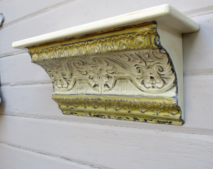 Antique Ceiling Tin Wall Shelf, 19", Architectural Salvage, Bathroom ...