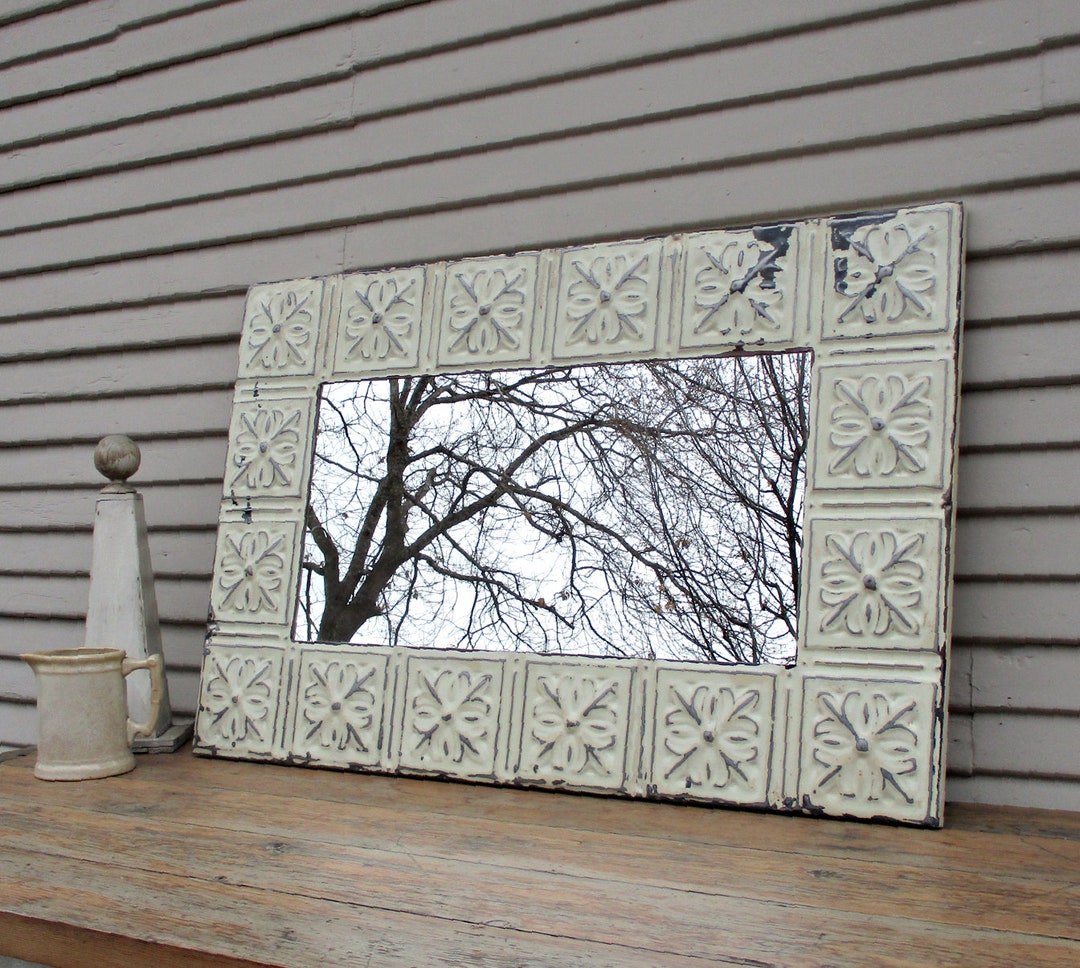 Ceiling Tin Mirror, 35 1/2, Antique Architectural Salvage, Rustic Large ...