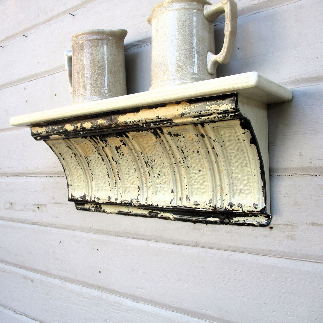 Antique Ceiling Tin Wall Shelf, 21, Architectural Salvage, Bathroom ...