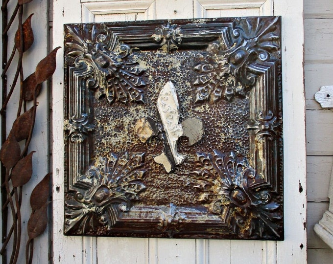 Architectural Salvage Wall Decor, Antique Tin Ceiling Tiles, Rustic ...