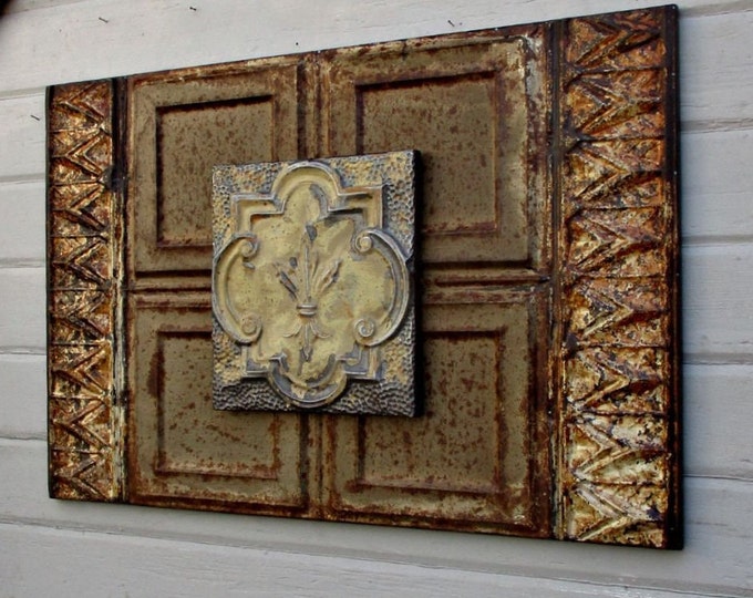 Architectural Salvage Wall Decor, Antique Tin Ceiling Tiles, Rustic ...