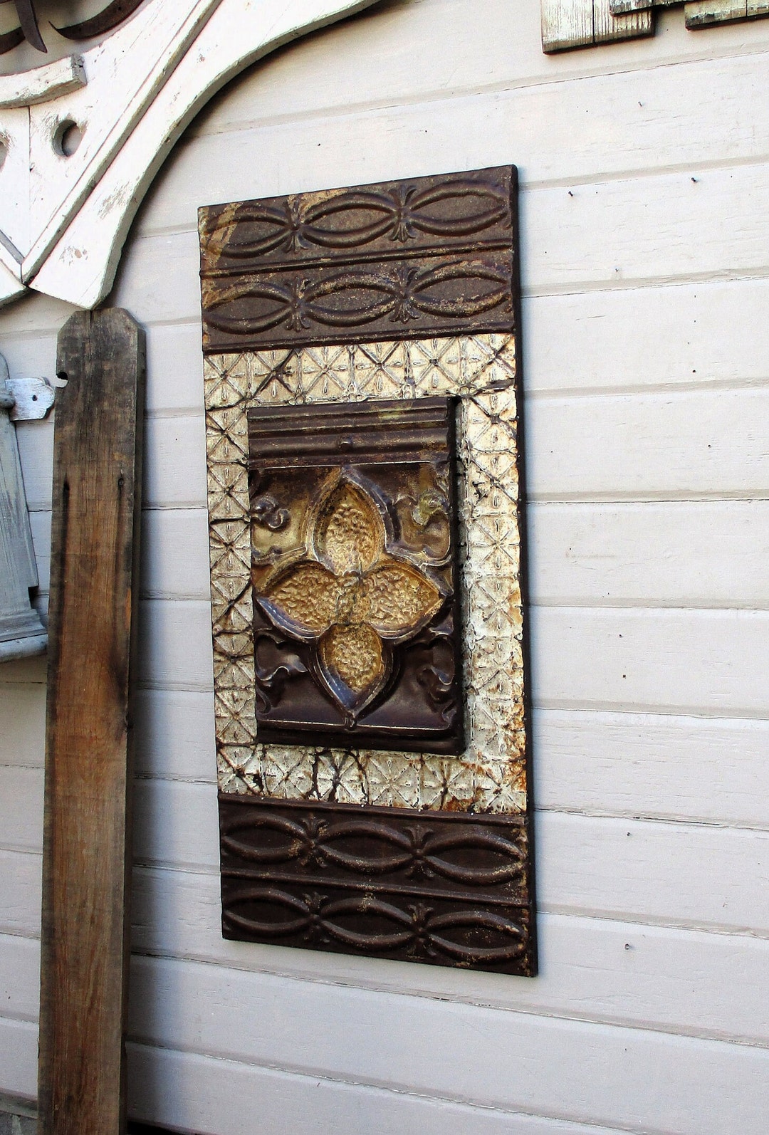 Architectural Salvage Wall Decor, Antique Tin Ceiling Tiles, Rustic ...