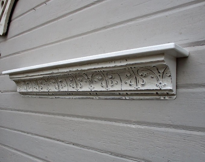 Old Ceiling Tin Cornice Shelf, Antique Architectural Salvage, Recycled ...