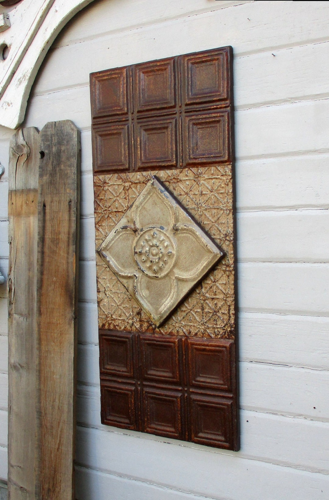 Architectural Salvage Wall Decor, Antique Tin Ceiling Tiles, Rustic ...