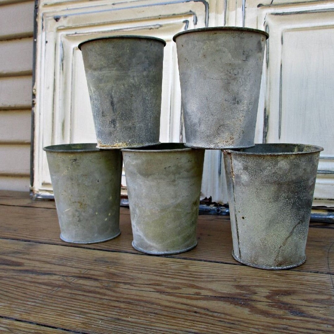 Vintage Small Metal Pots All 5 Old Weathered Metal - Etsy