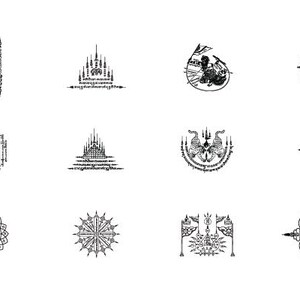 12 Vector Thai Tattoo Jolie Sak Yant Buddhist Protection Tattoos ...