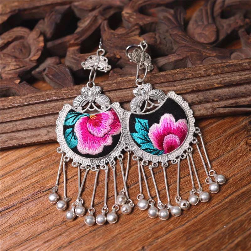 Embroidered Earrings - Etsy