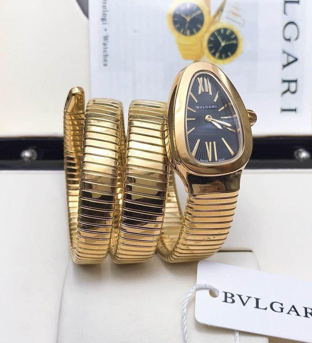 Vintage Serpenti Watch Quartz Watch Rainbow Gold Color Snake Watch Gold ...