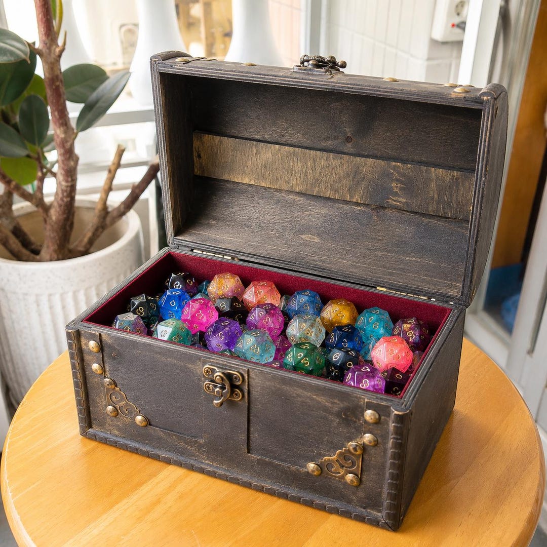 Vintage Wooden Dice Chest Box, Dnd RPG Dice Storage Organizer - Etsy
