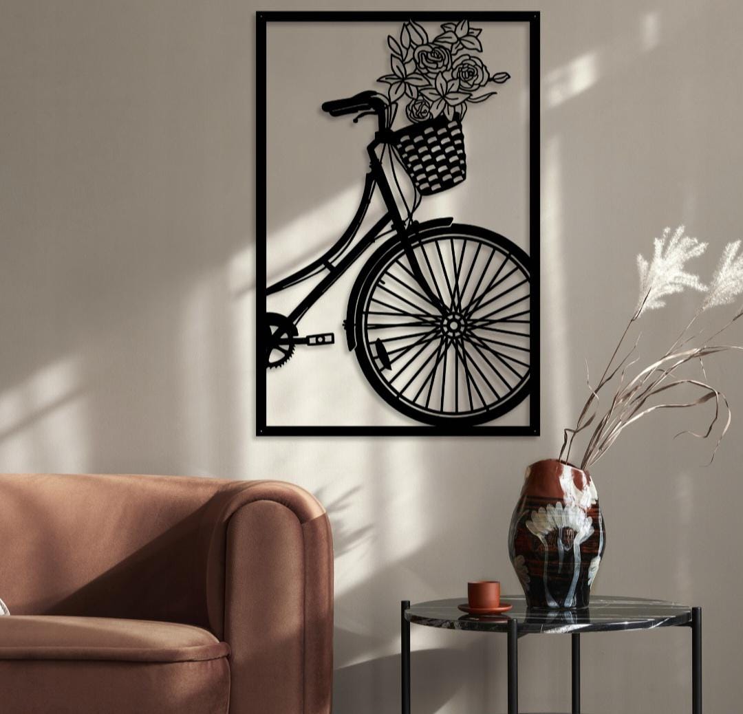 Bike Decor Sculpture With Intricate Wooden Base Rustic Bike With ...