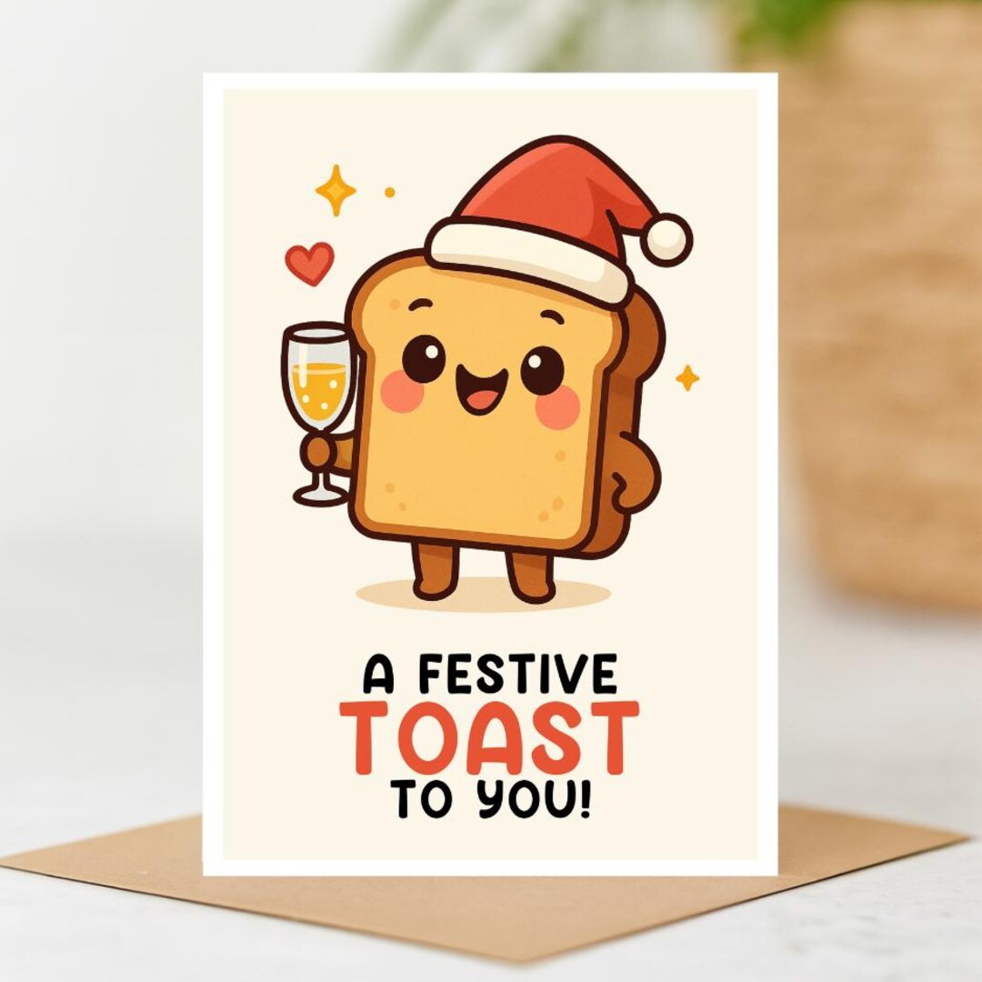 A Festive Toast Christmas Card | Funny Bread Pun Xmas Card | Cute ...