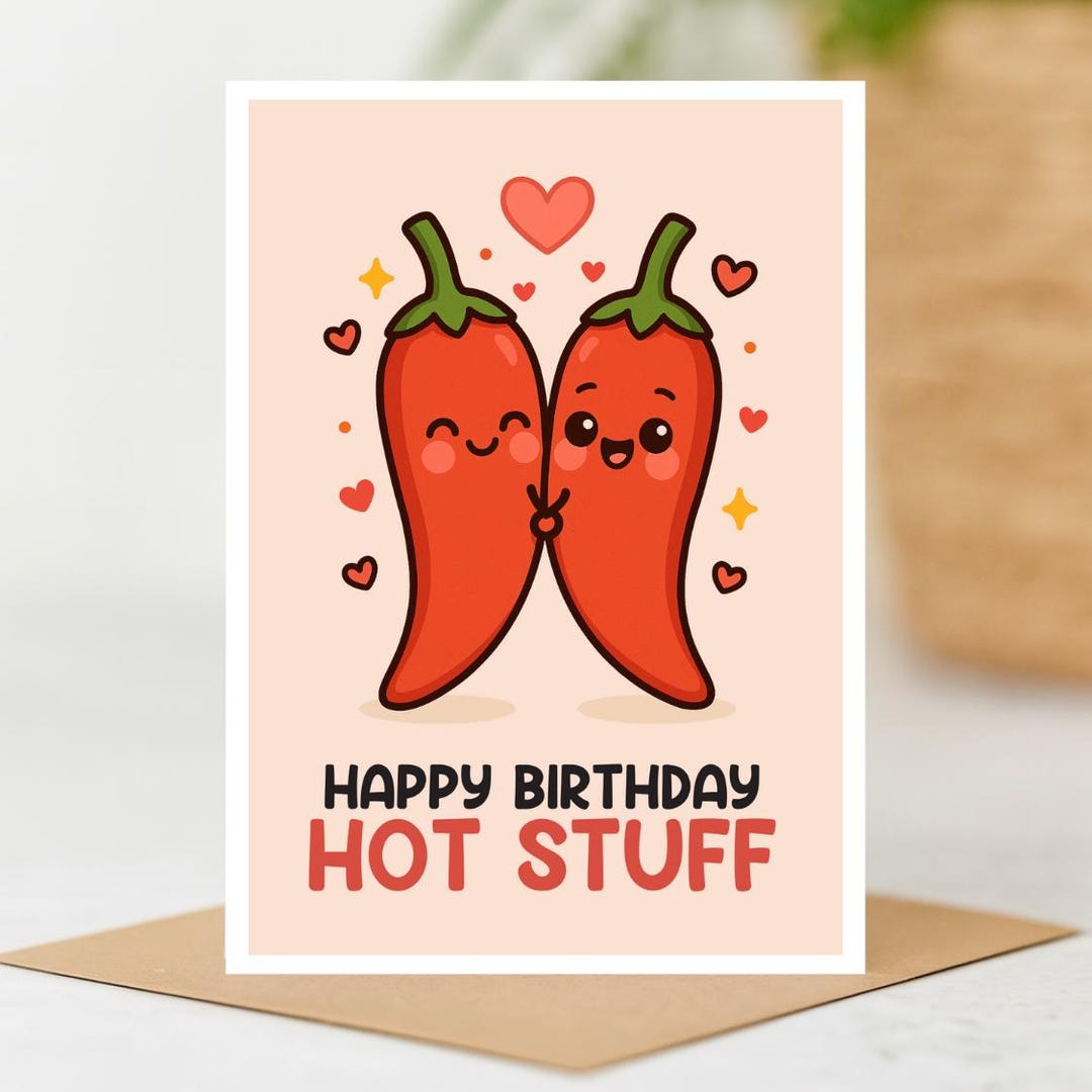 Happy Birthday Hot Stuff Chilli Greeting Card, Funny Birthday Card ...