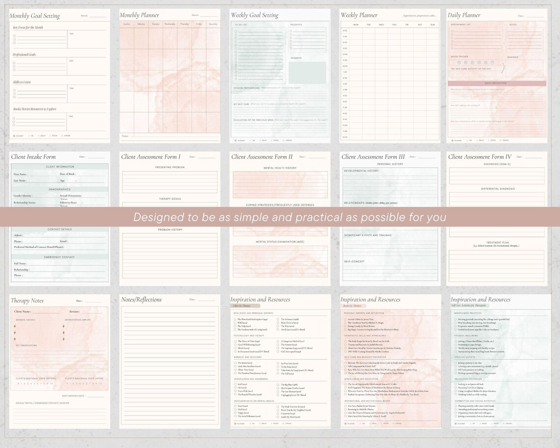 Therapist Planner | Case Management | Client Intake Form | Therapy ...