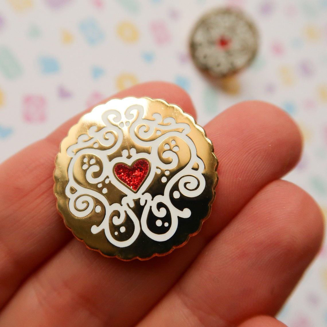 Jammy Heart Biscuit Enamel Pin / Pin Badge Flair Enamel | Etsy