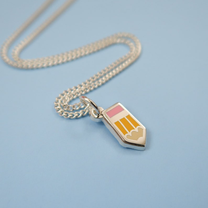 Itty Bitty Silver Pencilnecklace Silver Plated Pencil - Etsy