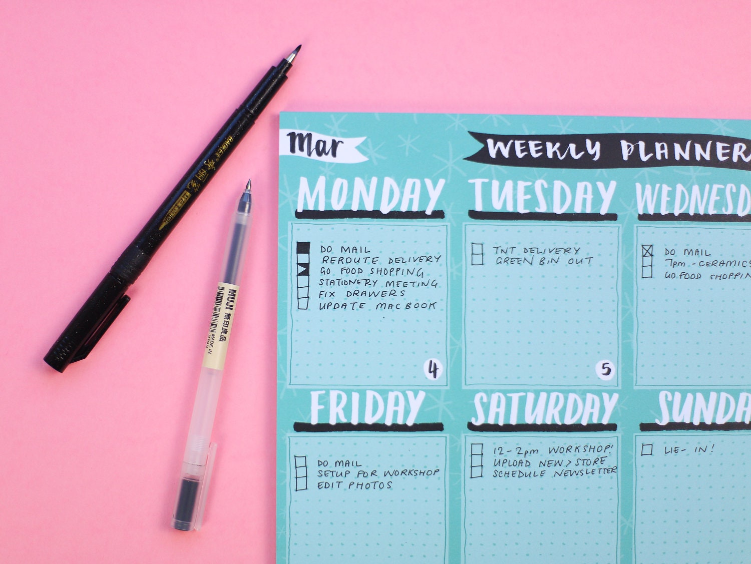 Weekly Planner Pad Perpetual Planner Notepad Bullet | Etsy
