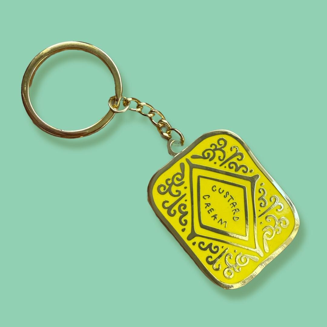 Custard Cream Biscuit Enamel Keyring - Etsy UK