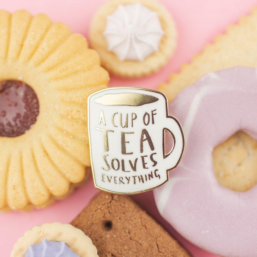 A Cup of Tea Solves Everything Enamel Pin / Pin Badge - Flair - Enamel ...