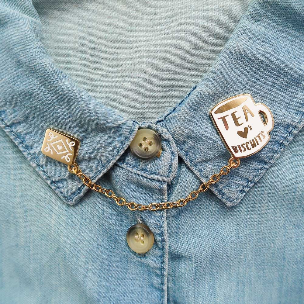 Tea Loves Biscuits Chained Enamel Pin Duo Mug Lapel Pin | Etsy UK