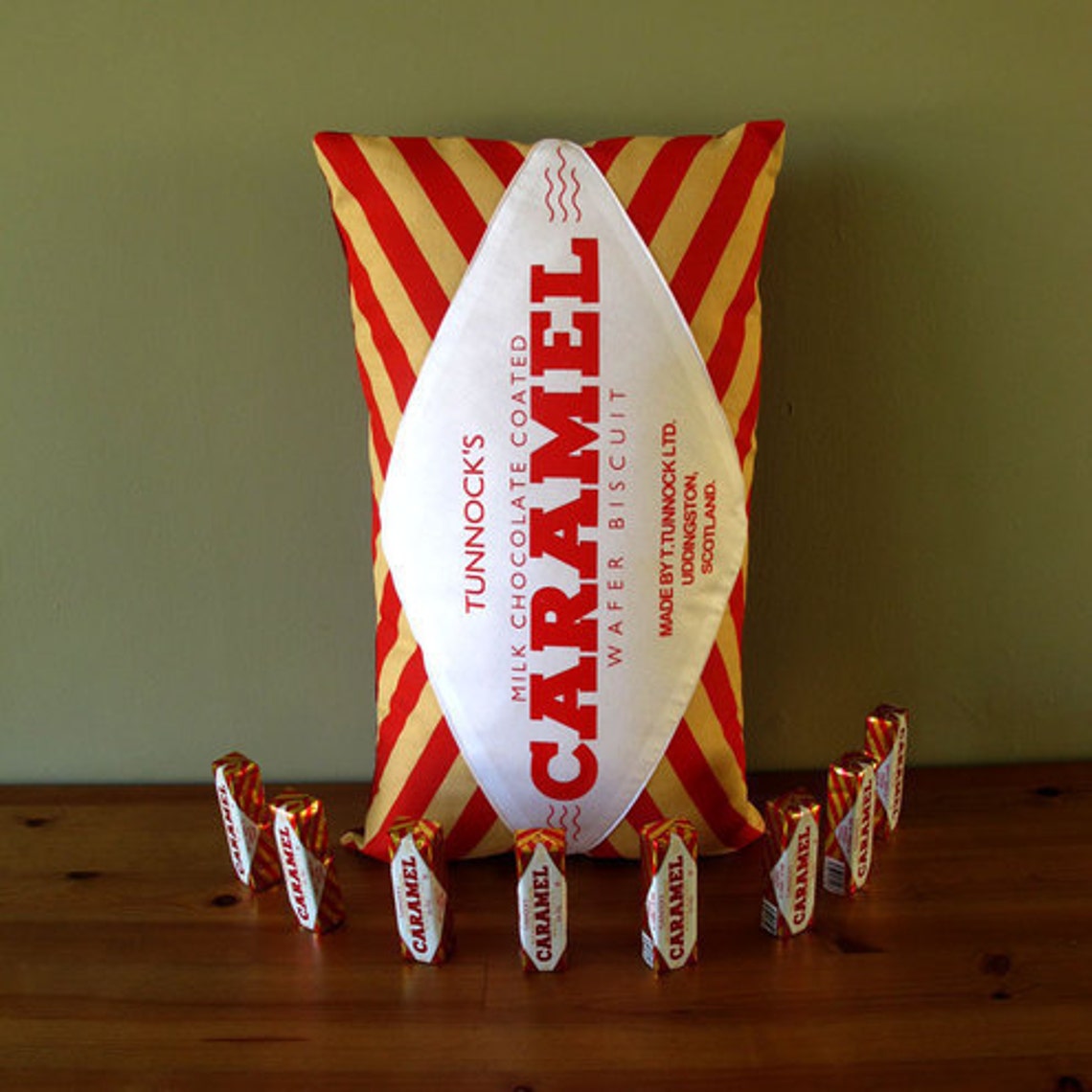 Tunnock's Caramel Wafer Printed Cushion / Biscuit Cushion - Etsy UK
