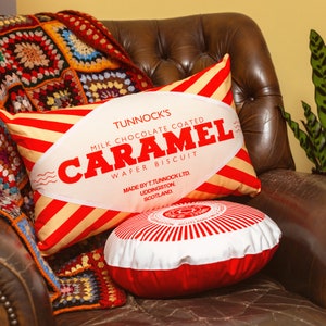 Original Tunnocks Teacake & Caramel Wafer Cushion Set - Cookie Pillows ...