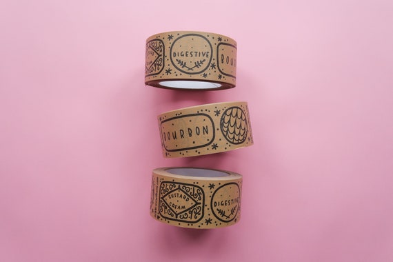 Kraft Paper Biscuits Tape 50mm Paper Packaging Tape Eco | Etsy