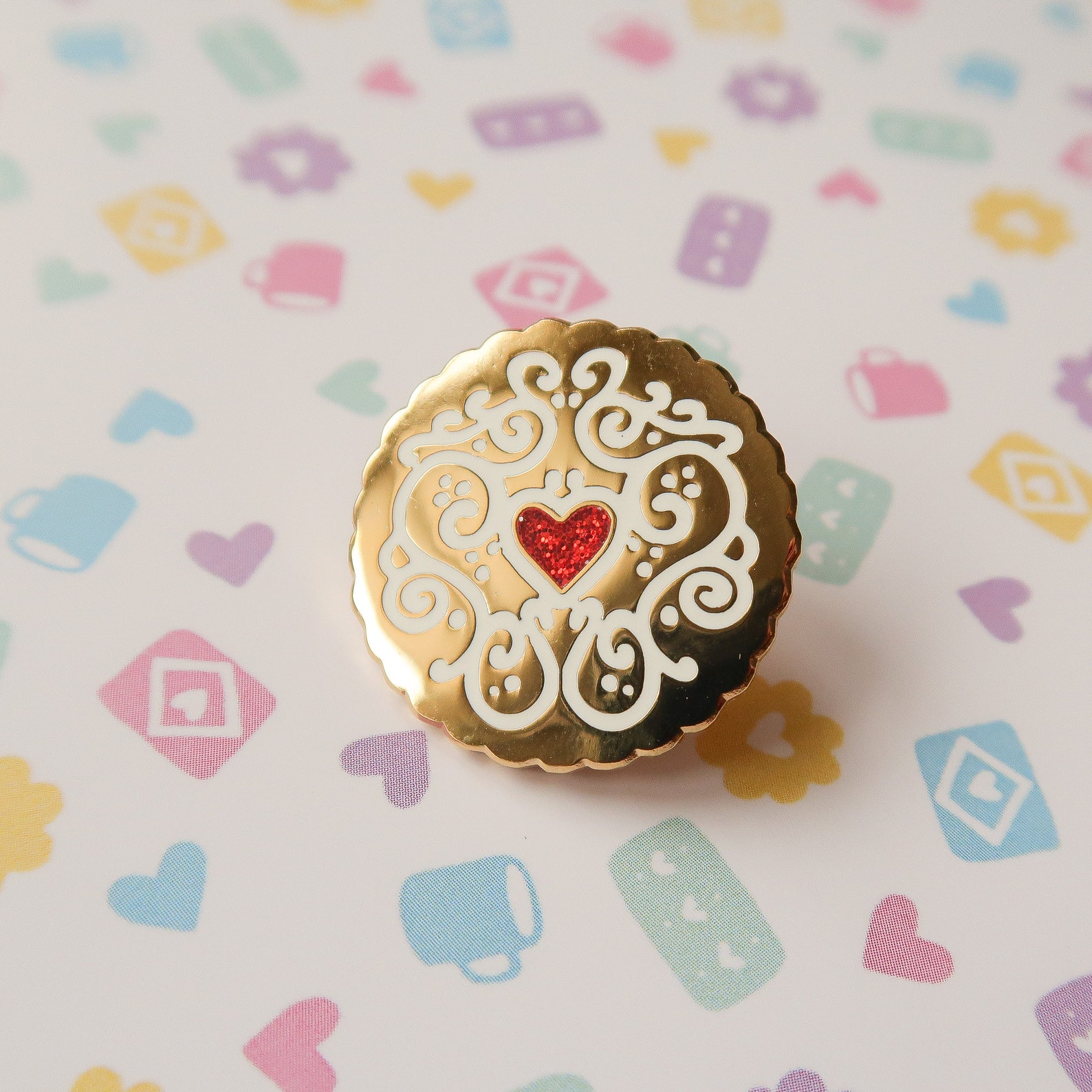 Jammy Heart Biscuit Enamel Pin / Pin Badge Flair Enamel | Etsy UK
