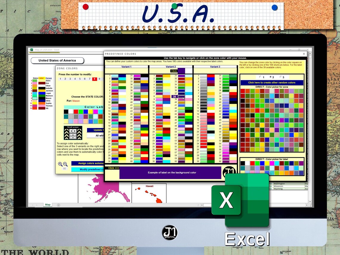 USA Map in Excel With Macros - Etsy