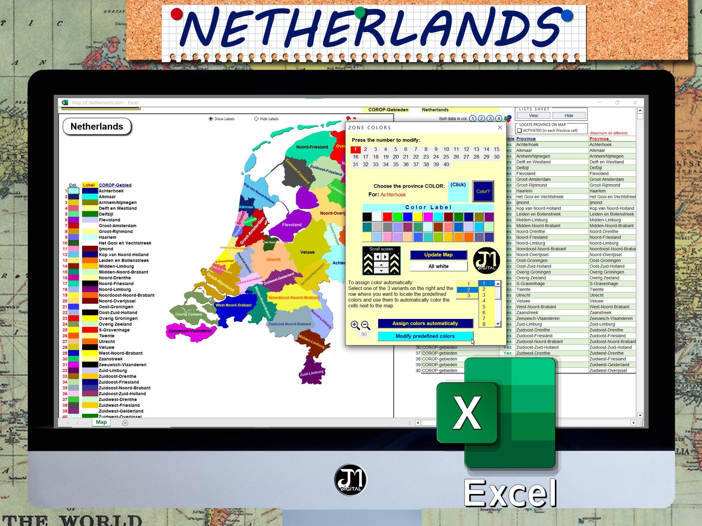 Netherlands, Map of Netherlands, Map, Excel, Geography, Regions of ...